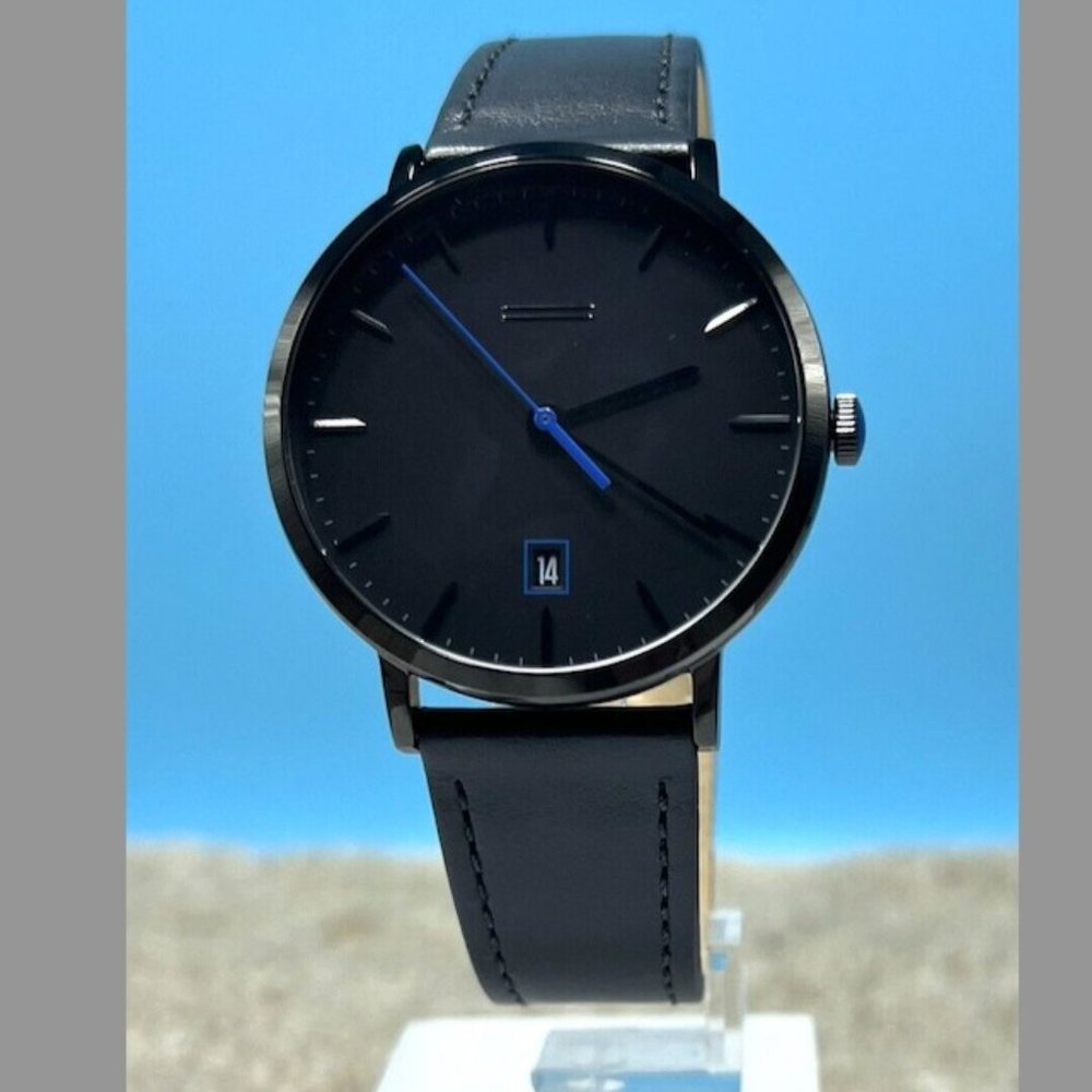 Uri Minkoff Black Men’s Watch With Leather Strap 2210… - Gem
